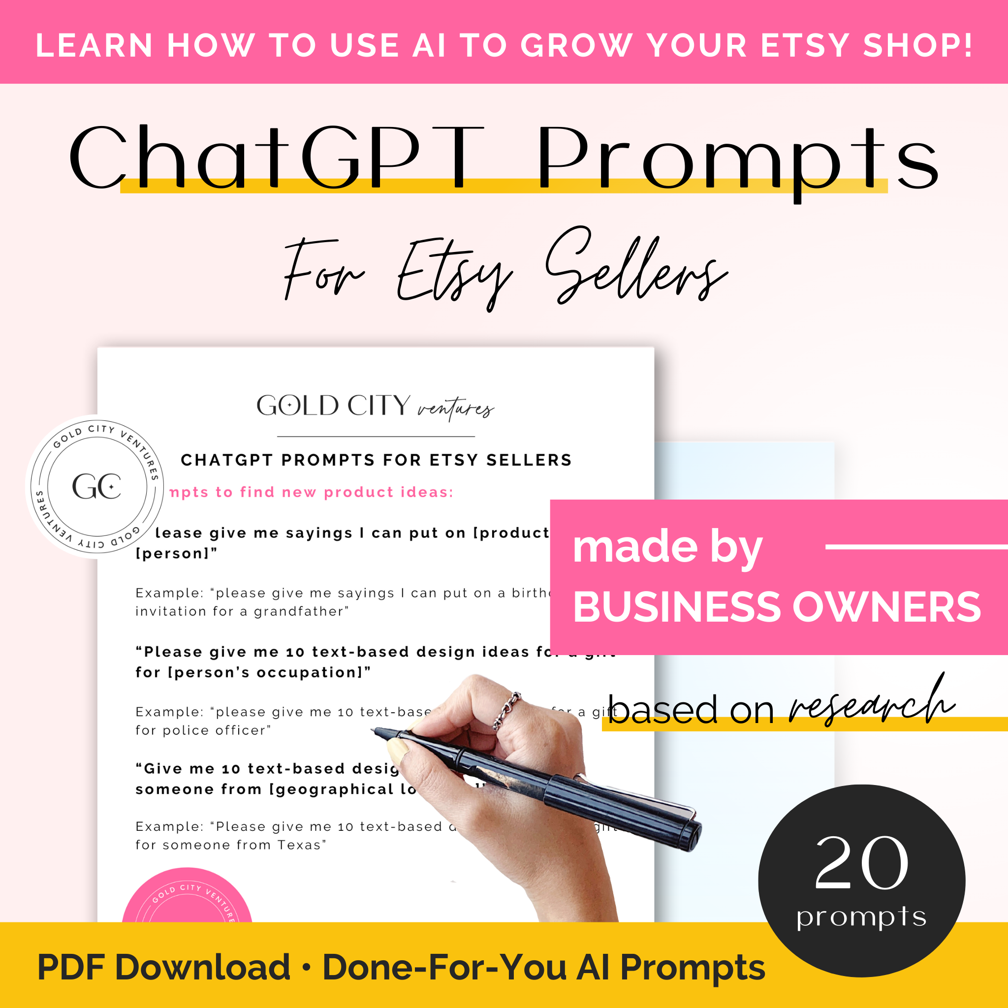 Chatgpt Prompts for Etsy Sellers – Gold City Ventures