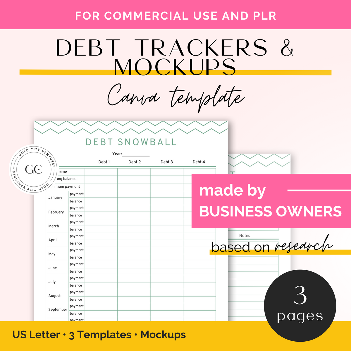 Debt Trackers and Mockup Templates – Gold City Ventures