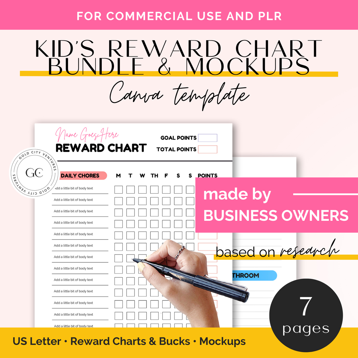 Kid's Reward Charts and Mockup Templates – Gold City Ventures