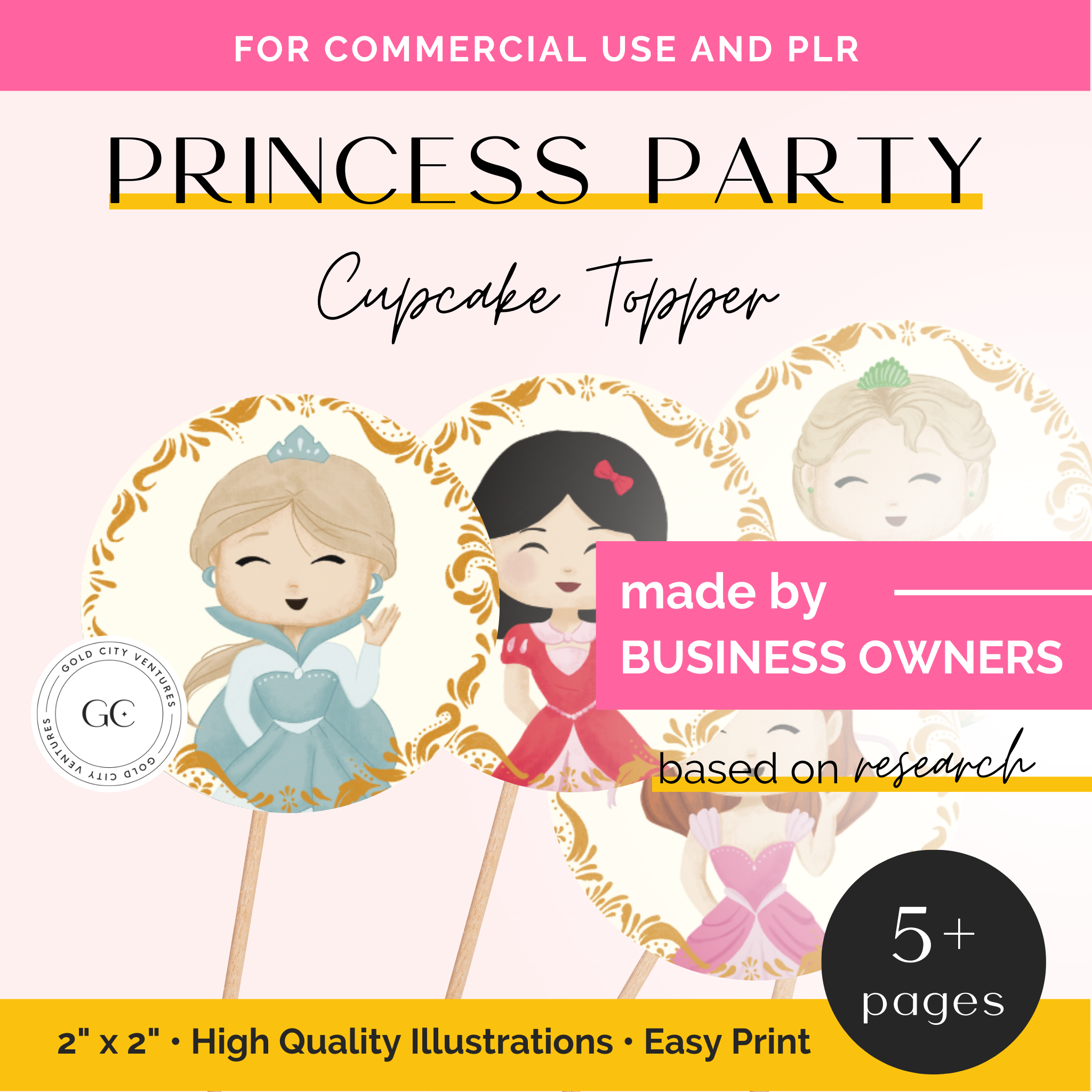 Princess Party Cupcake Toppers – Gold City Ventures